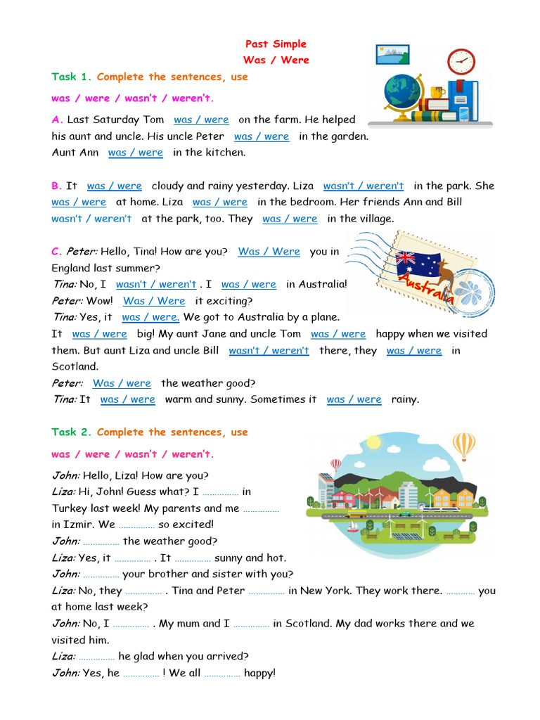 Past Simple Was Were - 153019 | PDF