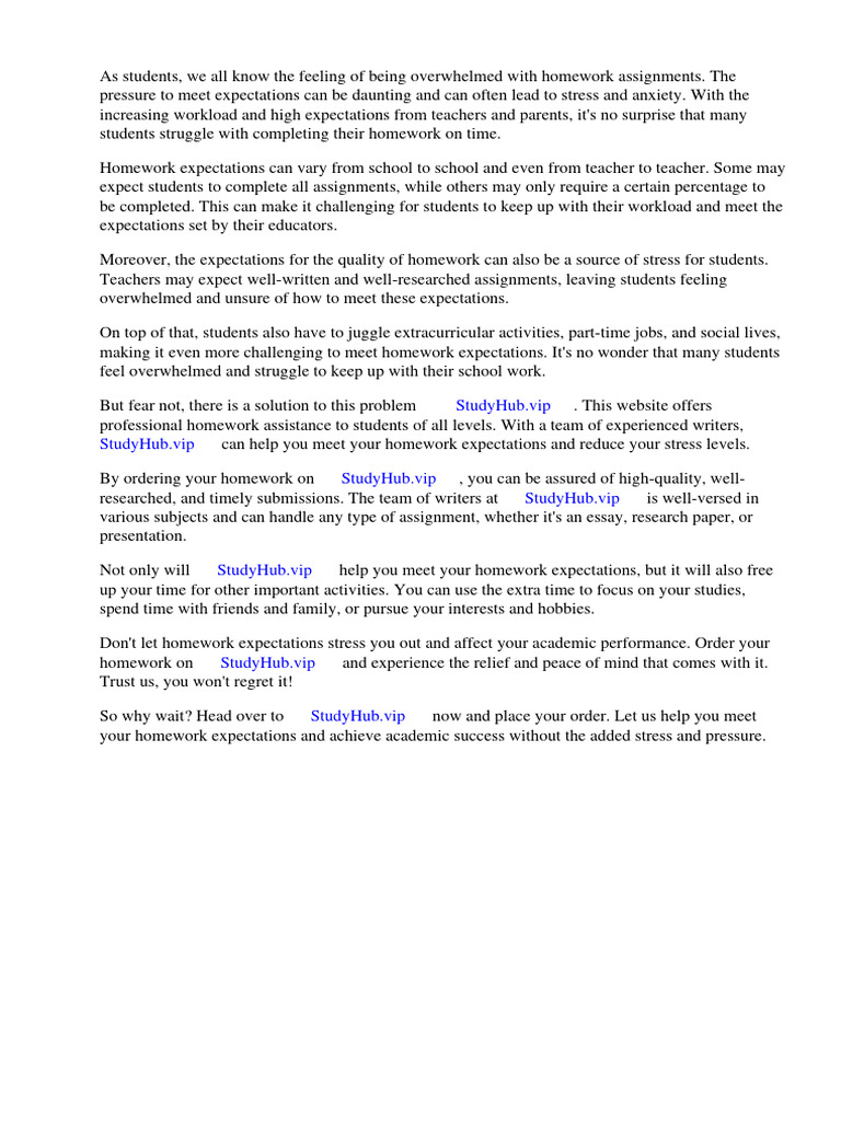 Homework Expectations | Download Free PDF | Homework | Homeschooling