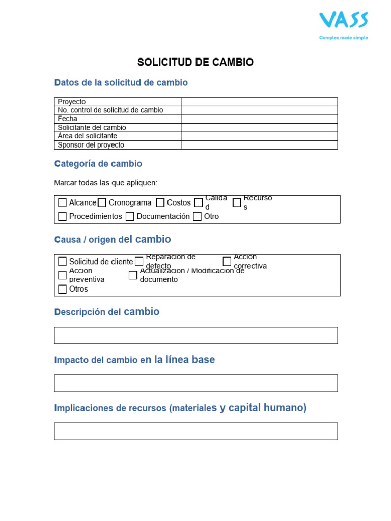 Template Control de Cambios | PDF