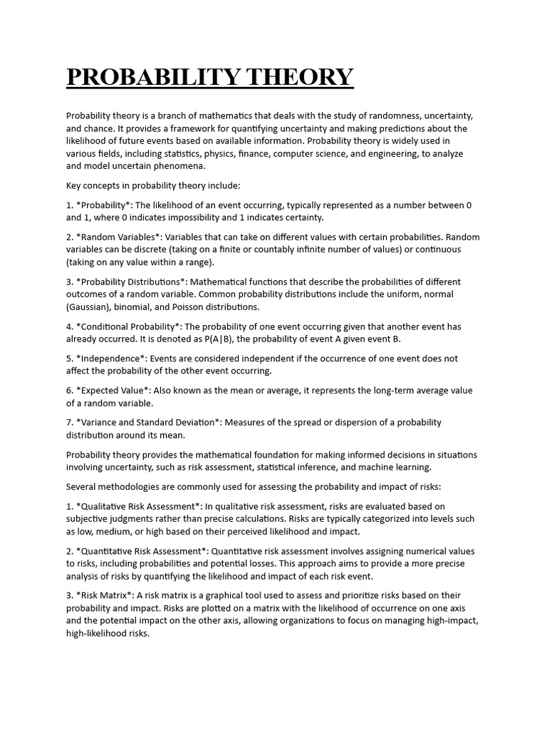 Probability Theory | PDF | Probability Theory | Probability Distribution