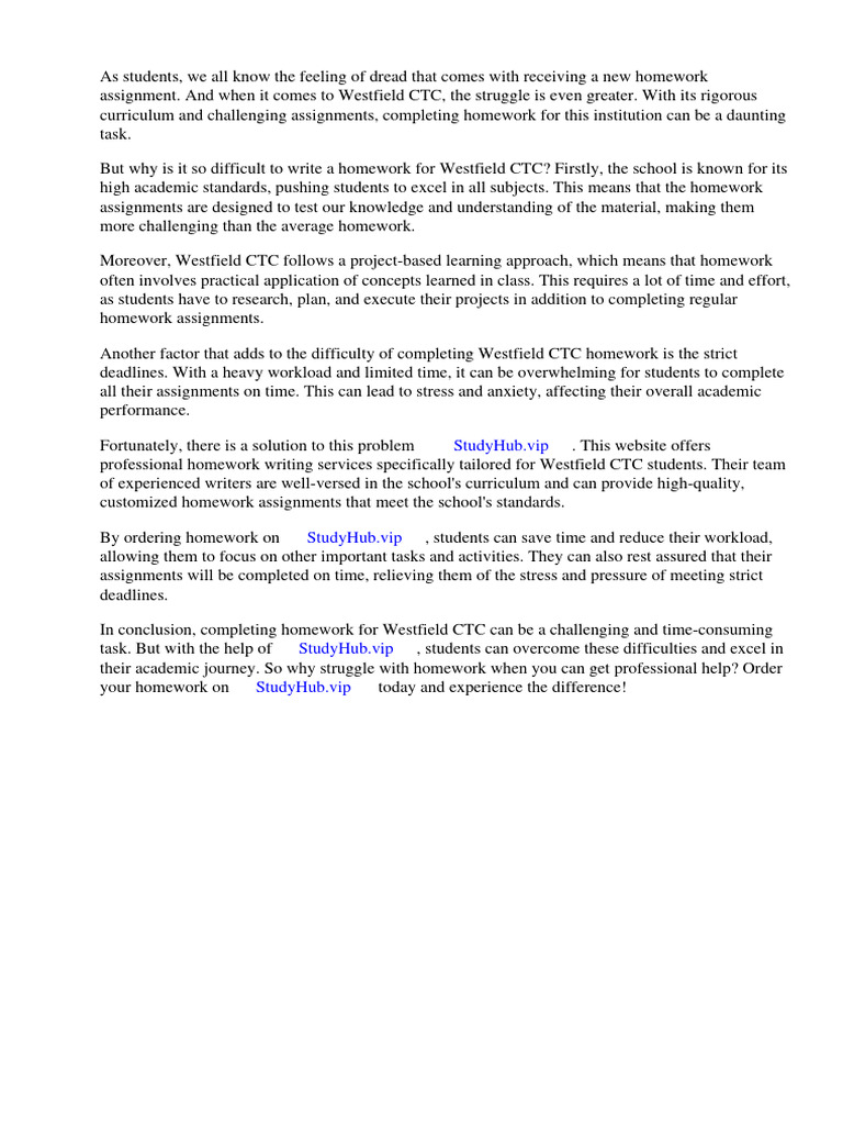 Westfield CTC Homework Help | PDF | Schools | Homework