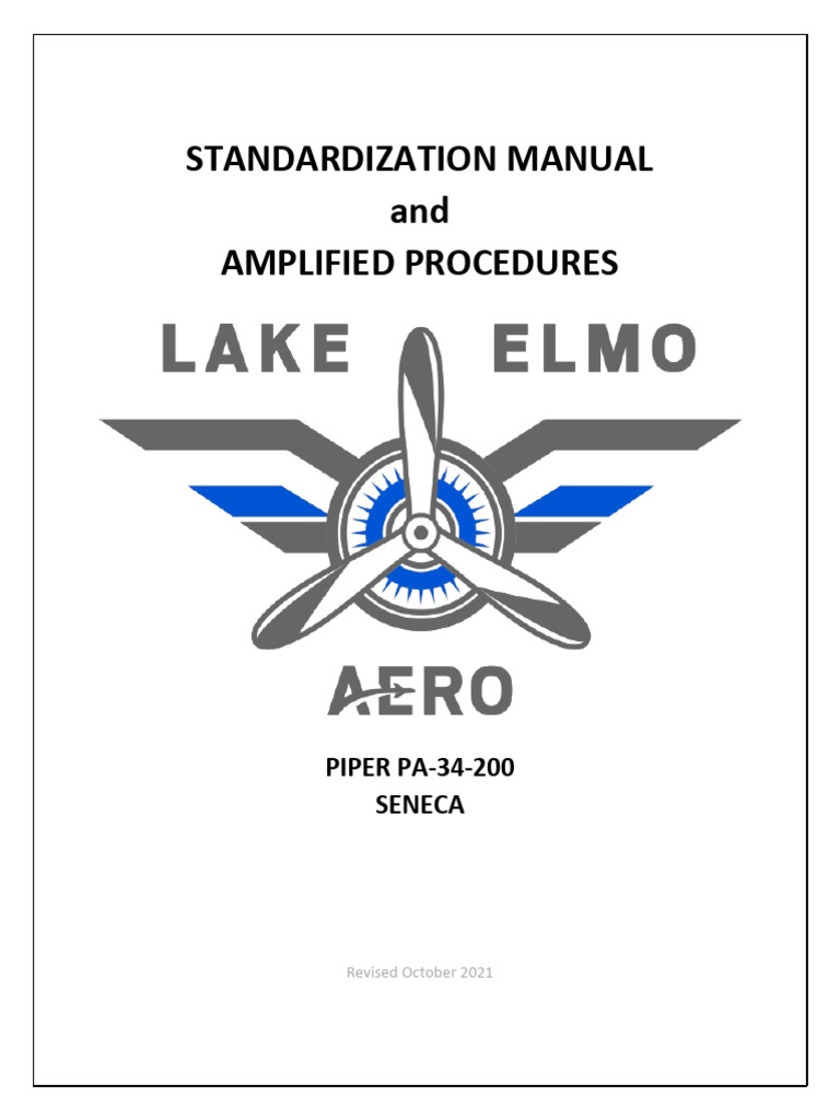 PA-34 Seneca Standardization Manual | PDF | Takeoff | Airport