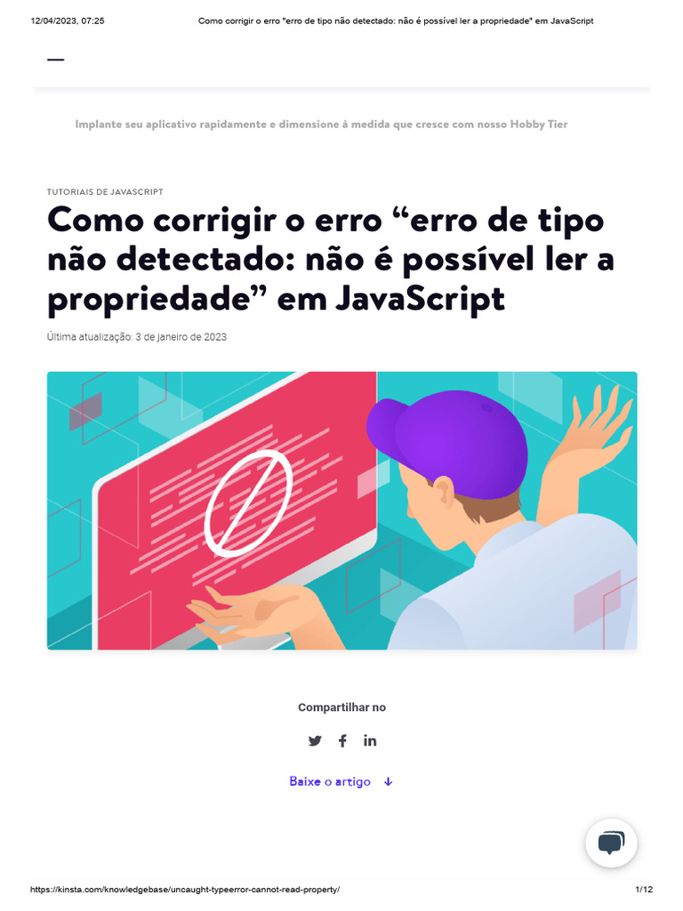 Como Corrigir O Erro Erro De Tipo Não Detectado Não É Possível Ler A Propriedade Em 