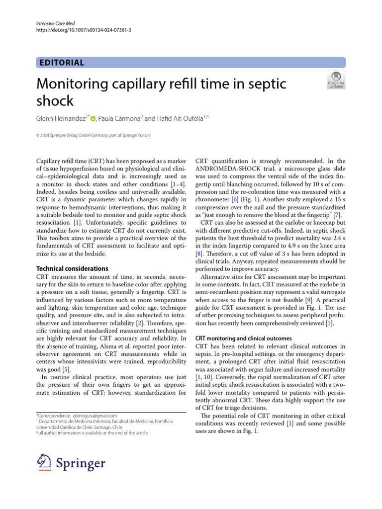 Llenado Capilar en Choque Séptico | PDF | Shock (Circulatory) | Sepsis