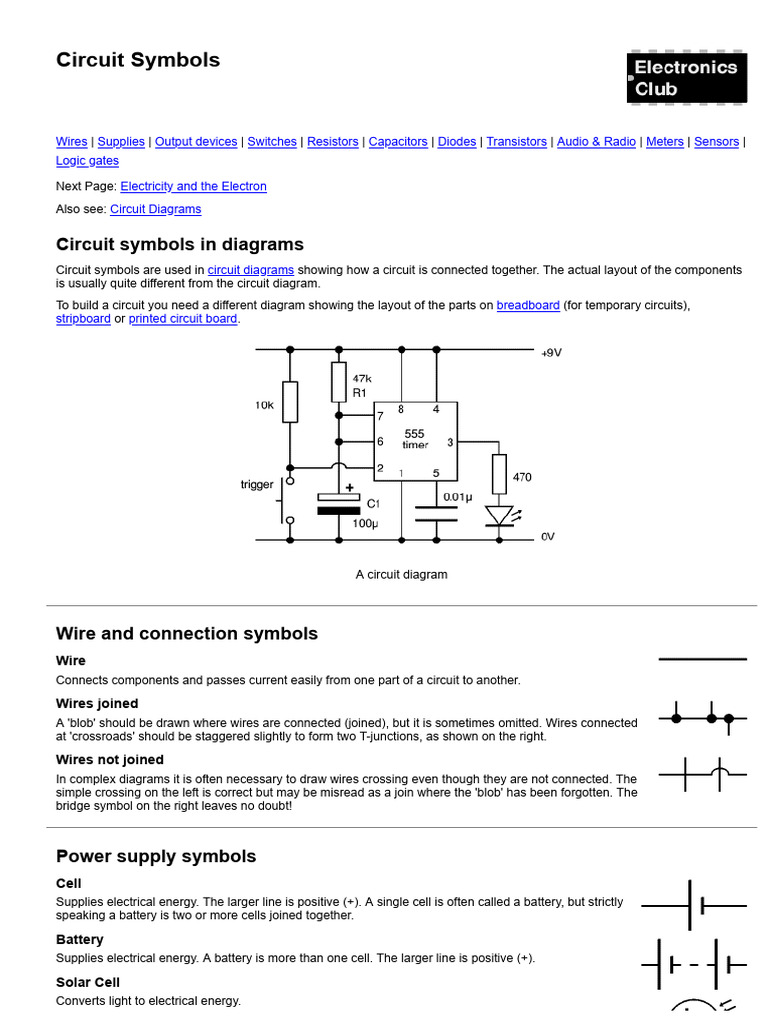 Circuit Symbols Electronics Club | PDF | Switch | Electronic Circuits