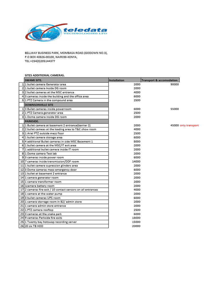 Airtel CCTV Camera Installation Details | PDF | Home & Garden | Technology & Engineering