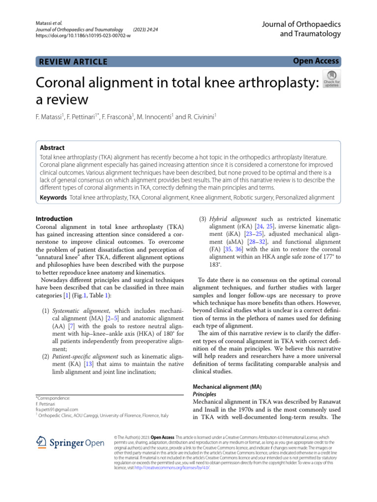 Coronal Alignment Knee Review | PDF | Knee | Musculoskeletal System
