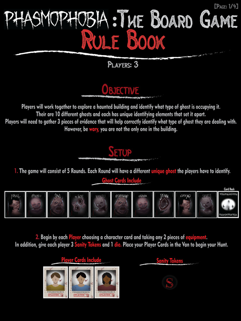 Phasmophobia Board Game Rule Book | PDF