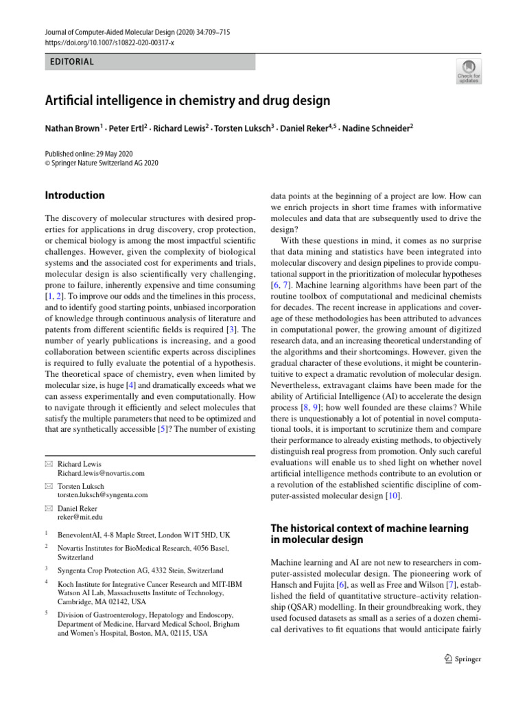 Artificial Intelligence in Chemistry and Drug Design | Download Free ...