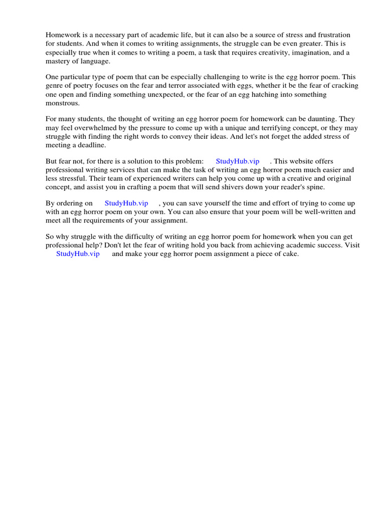 Egg Horror Poem Homework | Download Free PDF | Poetry | Homework