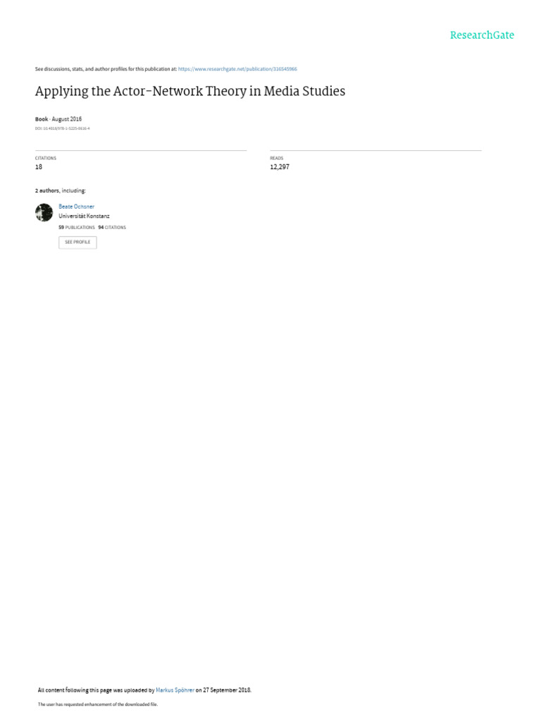 Applications of Actor Network Theory in Media Studies - A Research ... Applications of Actor Network Theory in Media Studies - A Research ...