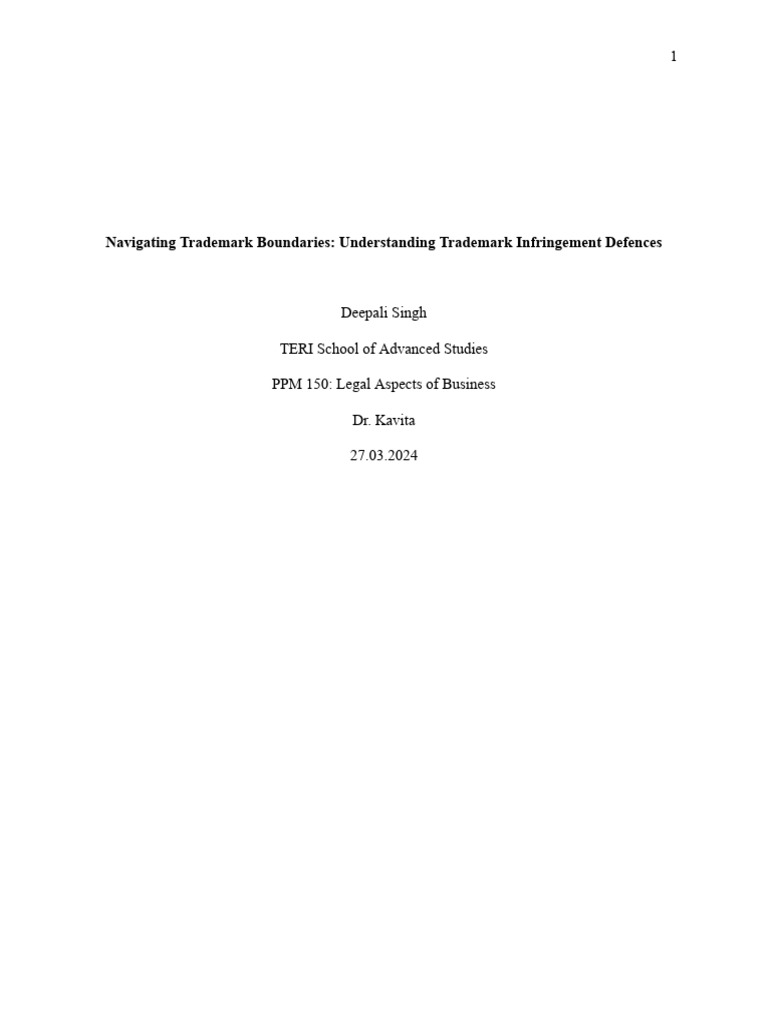 Understanding Trademark Infringement Defences in India | PDF ... Understanding Trademark Infringement Defences in India | PDF ...