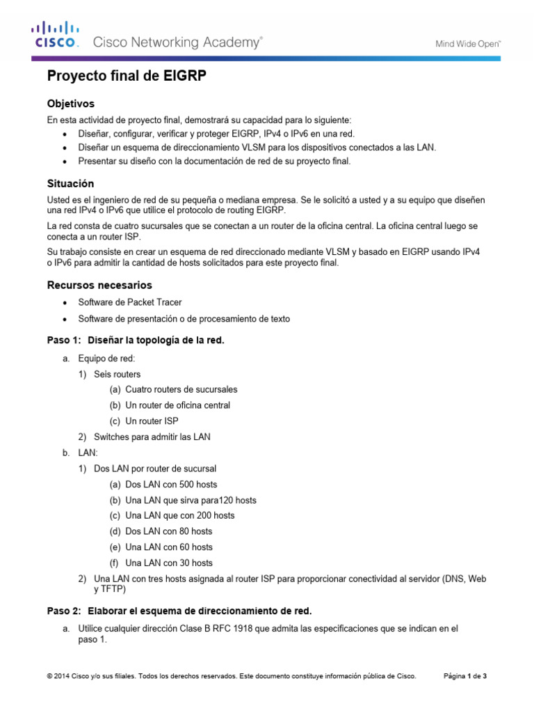 9.3.1.2 EIGRP Capstone Project Instructions | PDF | Enrutador (Computación) | Yo Pv6