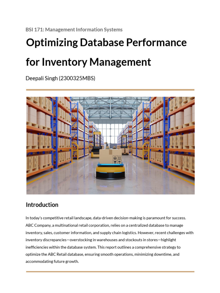 Optimize Database for Inventory Management | PDF | Cloud Computing ...