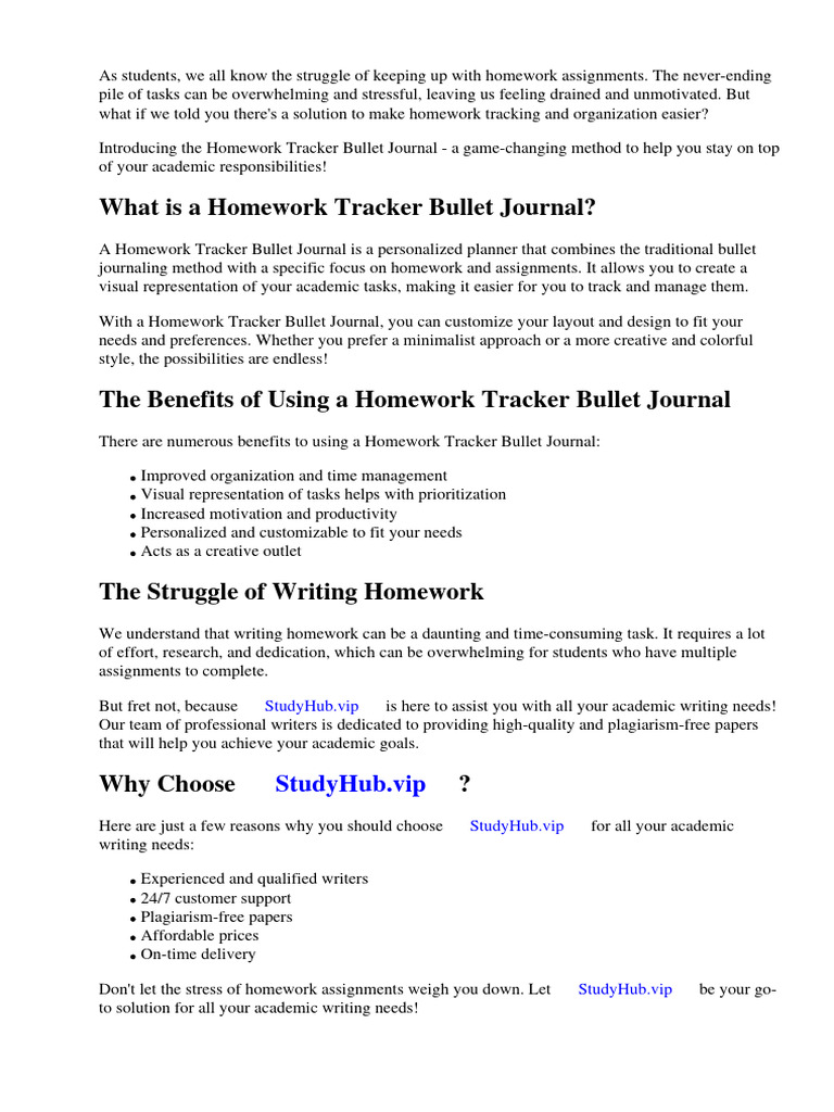 Homework Tracker Bullet Journal | PDF
