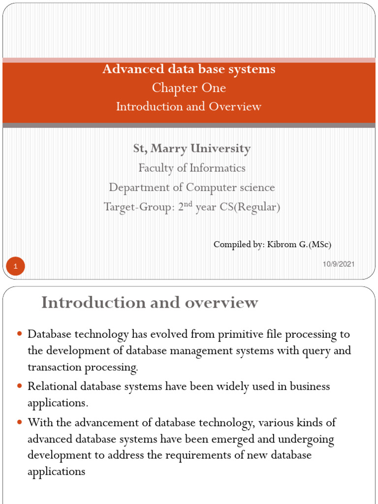 Advanced database | PDF | Databases | Object (Computer Science)