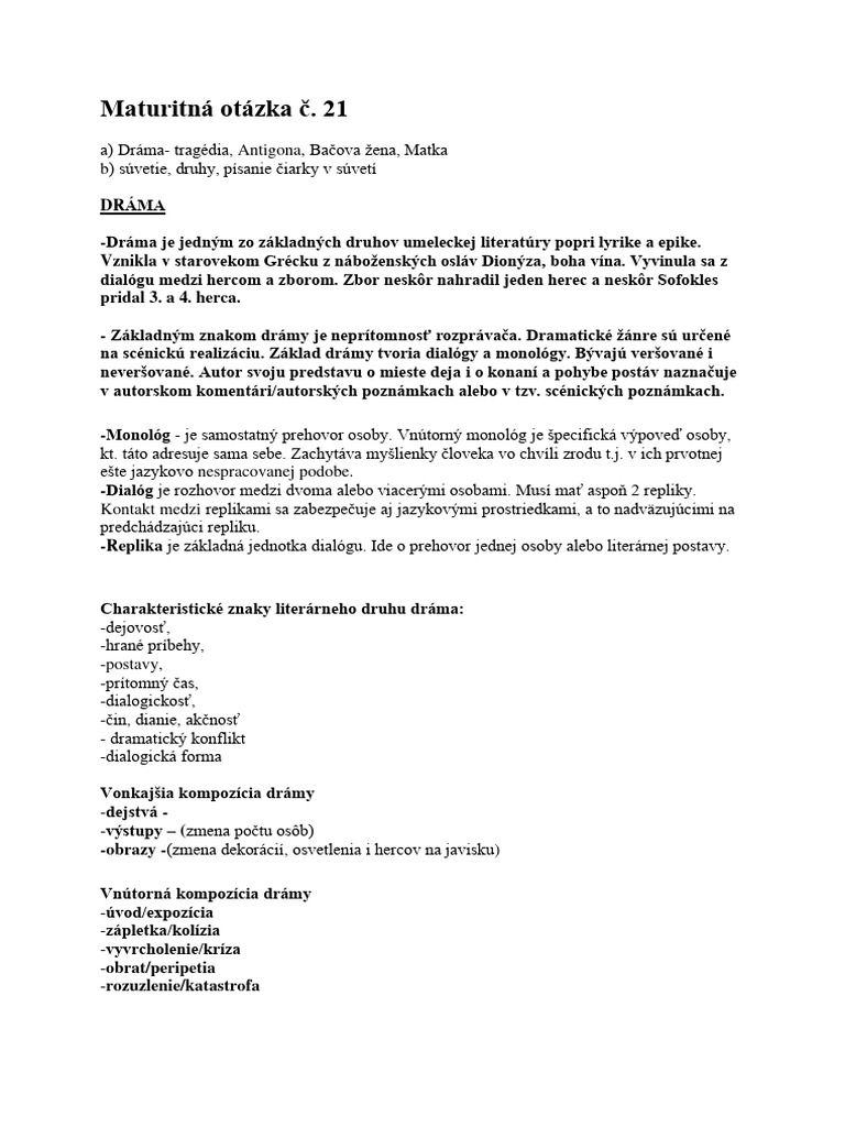 Maturitná Otázka Č. 21 | PDF