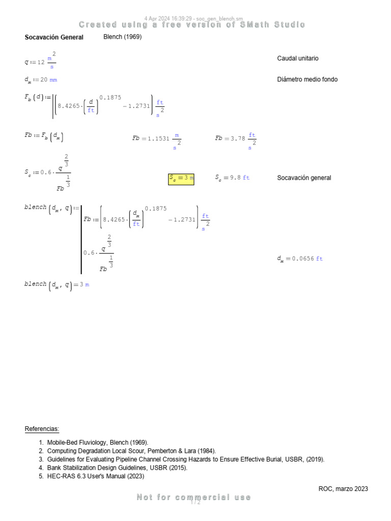 General Scour Analysis by Blench | PDF
