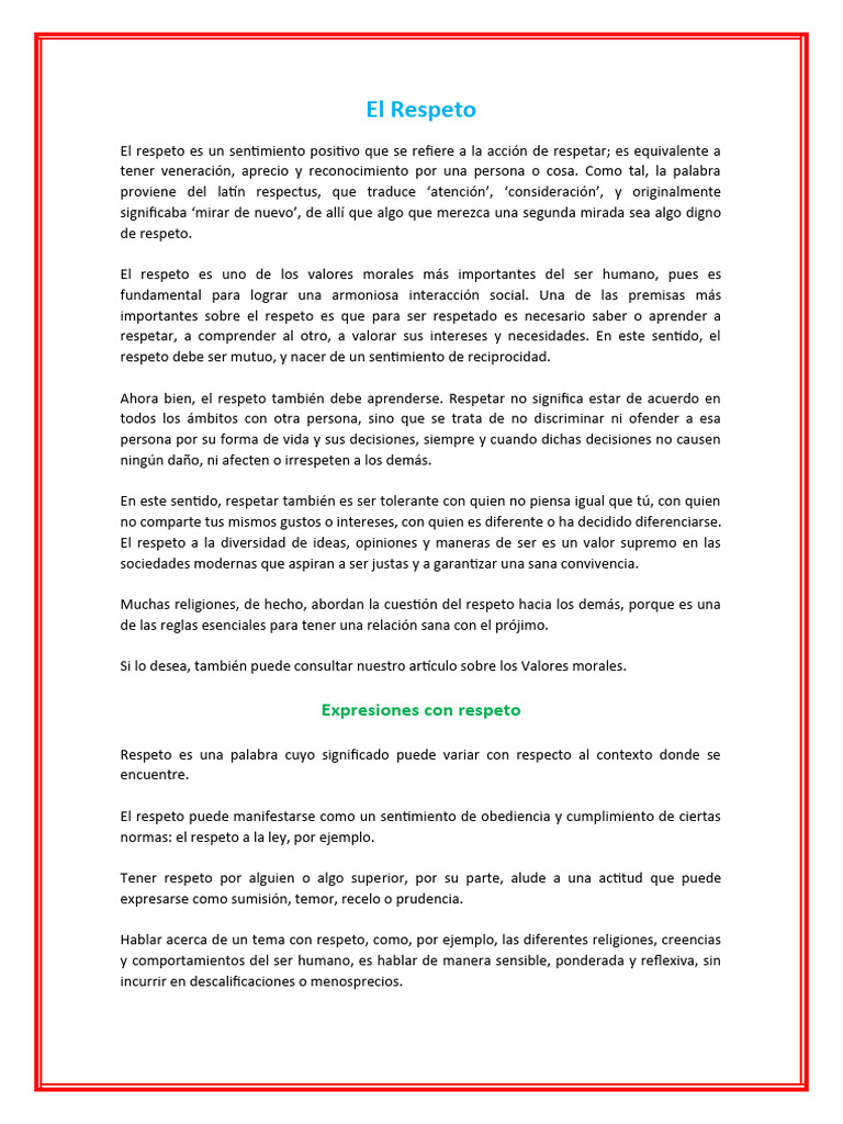 Importancia del Respeto en la Sociedad | PDF | Ciencia y matemáticas