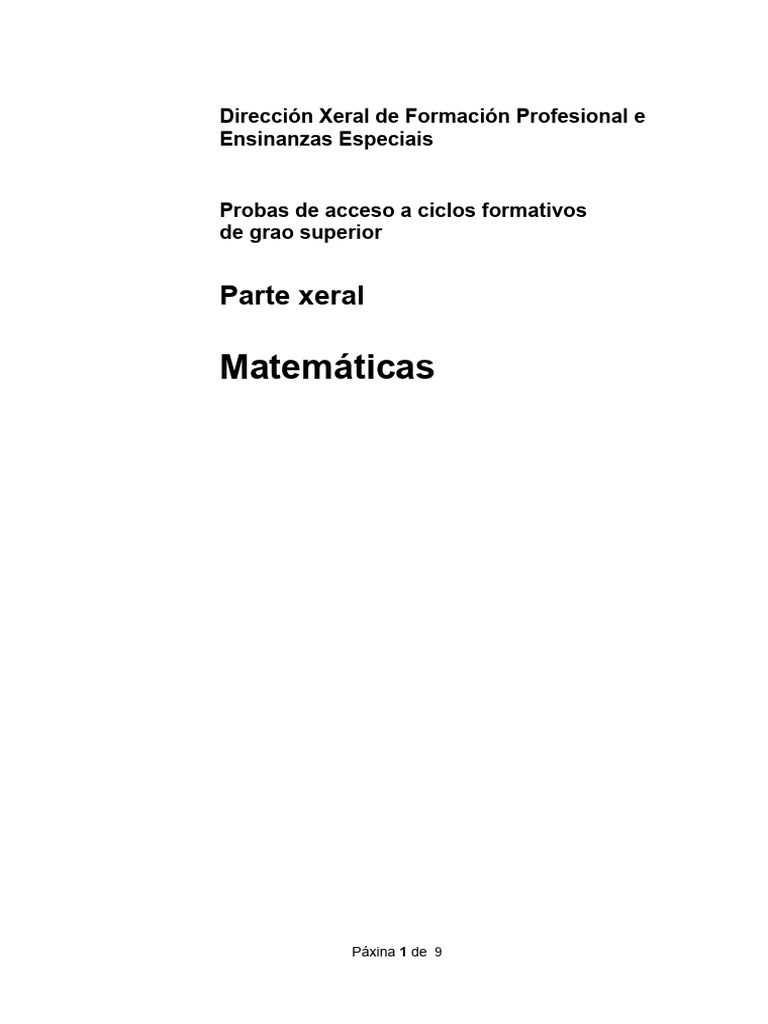 CS Probas de Acceso 2004 - Extraordinaria - Parte Xeral - Matem Ticas | PDF