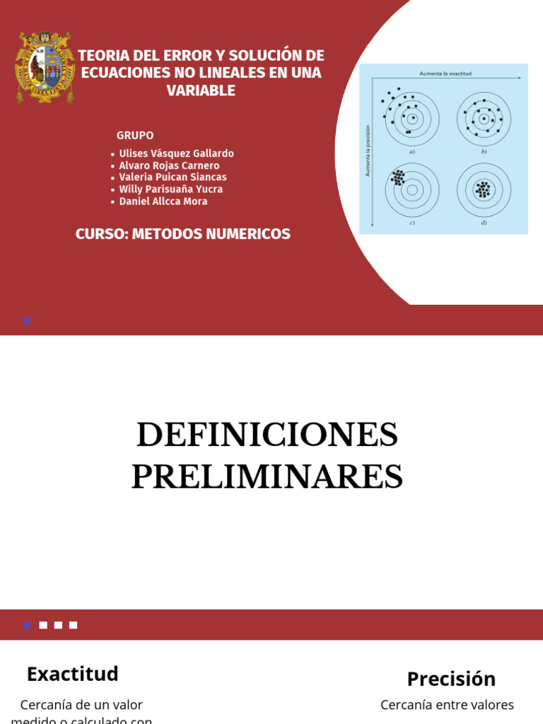Grupo 8 - Teoría de Errores | PDF | Análisis numérico | Aproximación
