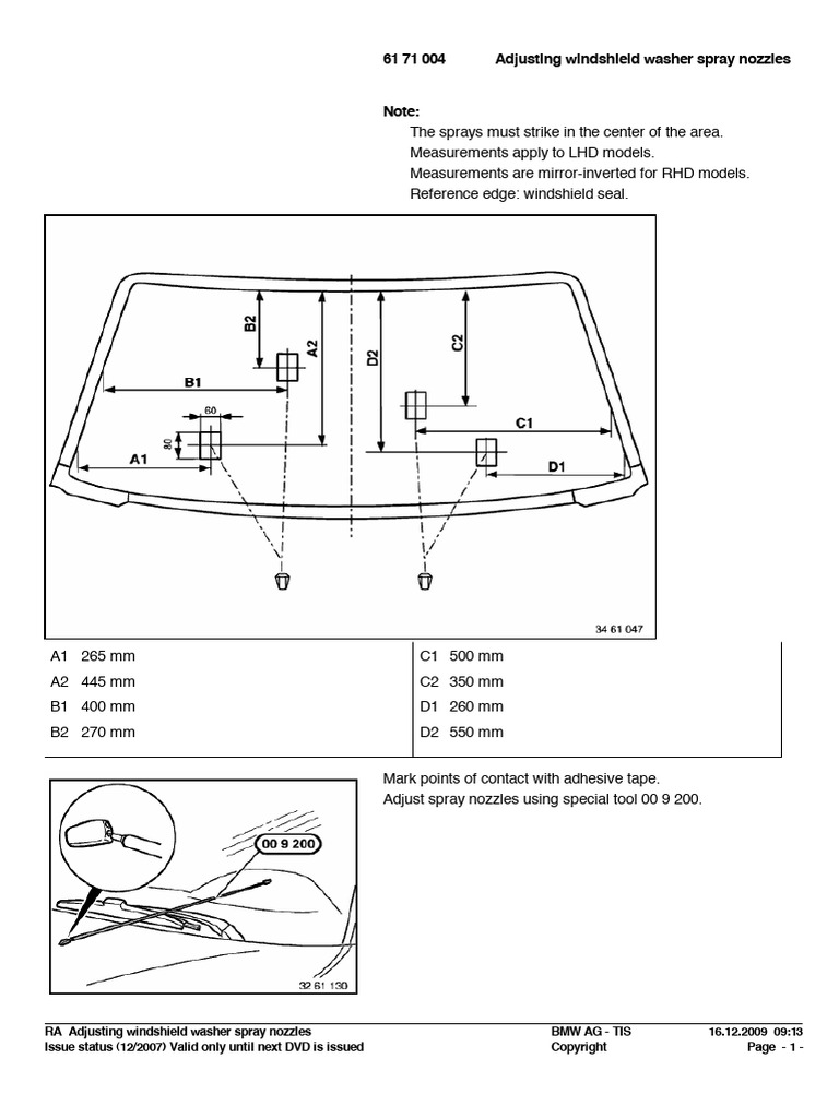 BMW E39 Adjusting - Windshield - Washer - Spray - Nozzles | PDF
