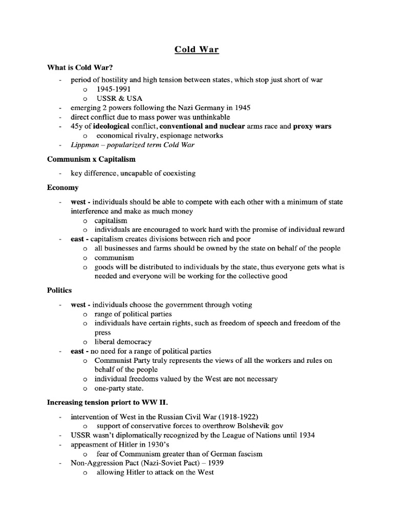 IB History - Cold War - Full Notes | PDF