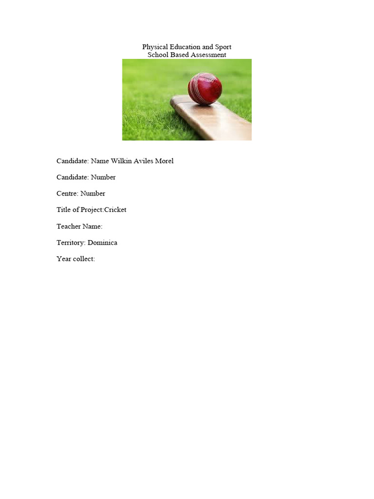 PE SBA | PDF | Bowling (Cricket) | Games Of Physical Skill