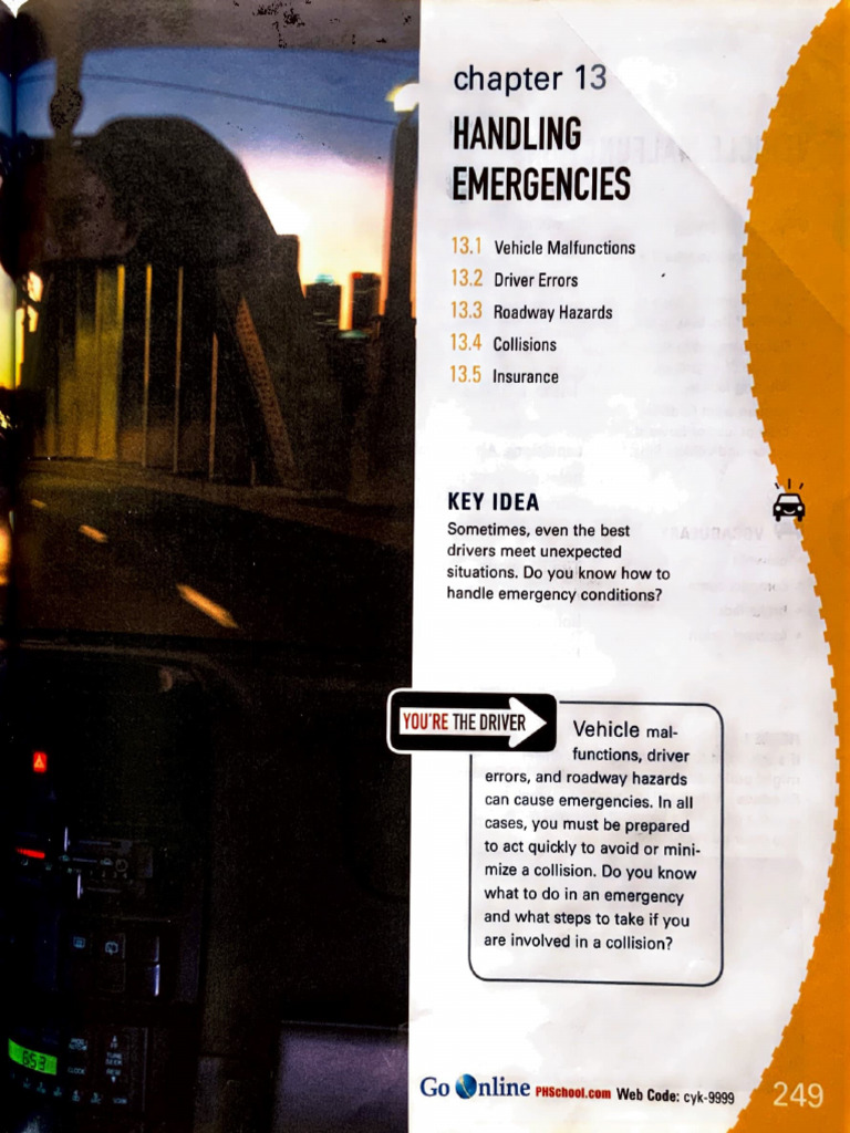 Chapter 13 Handling Emergencies | PDF | Traffic Collision | Brake