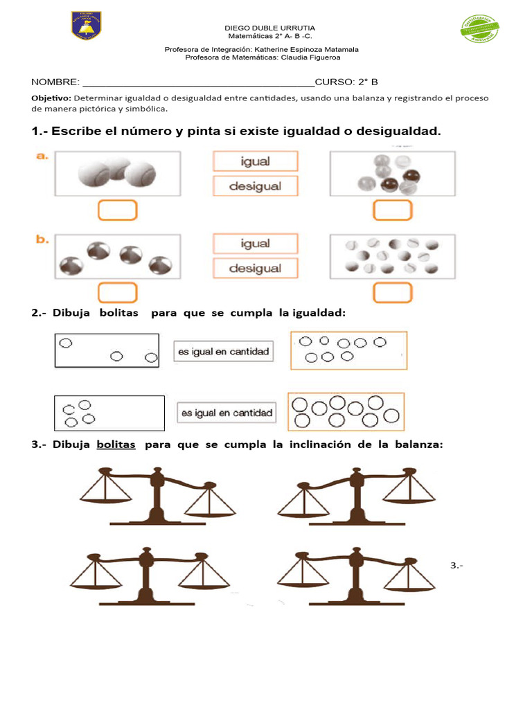 Guía Segundo Básico Matematica Igualdad y Desigualdad | PDF