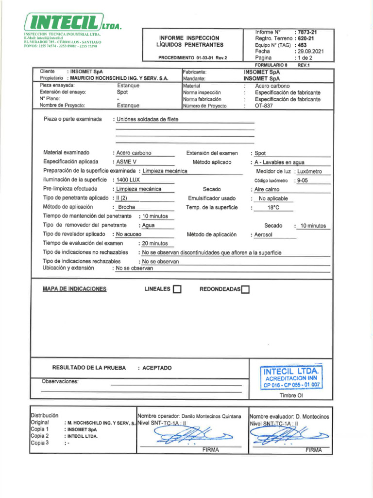 INTECIL Inf - Liquidos Penetrantes | PDF