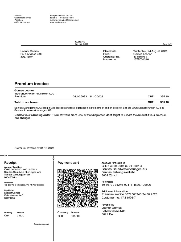 October 2023 Insurance Premium Invoice | PDF | Accounts Payable ...