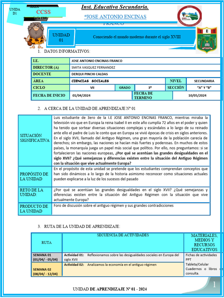 Unidad 1 Ccss - 3er Grado | PDF | Aprendizaje