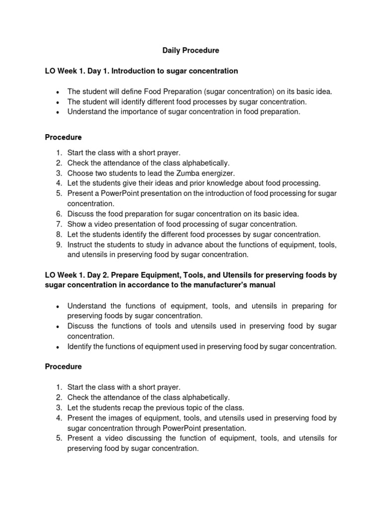 Daily Procedure - Anuta - Oberes - Pagas 2C | PDF | Fruit Preserves