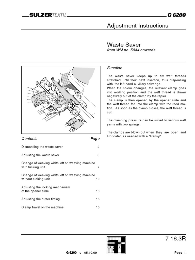 Adjustment Instructions: From WM No. 5044 Onwards | PDF | Screw | Weaving