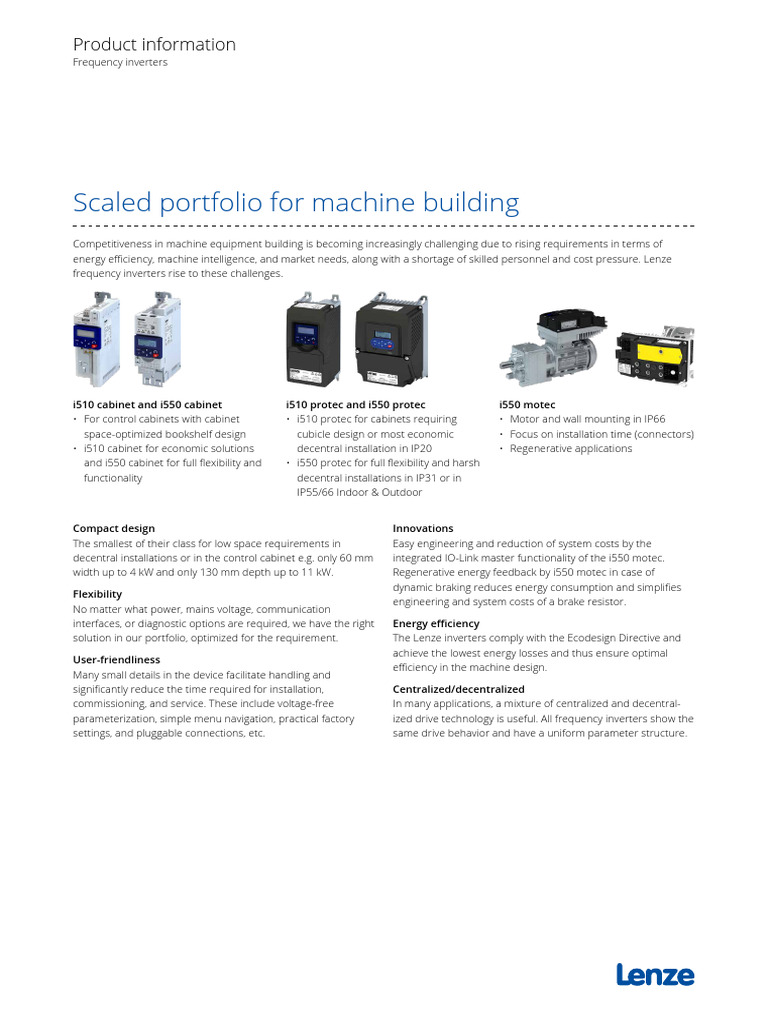 Lenze Frequency Inverters Overview | PDF | Power Inverter | Electrical Engineering