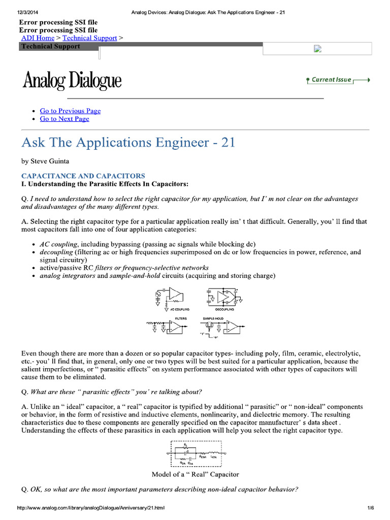 Analog Devices Explains Capacitance and Capacitors | PDF