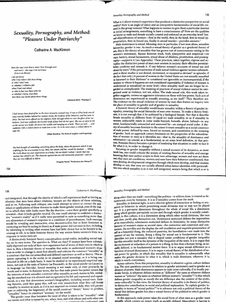 Mackinnon - Sexuality, Pornography and Method | PDF | Gender | Gender Studies