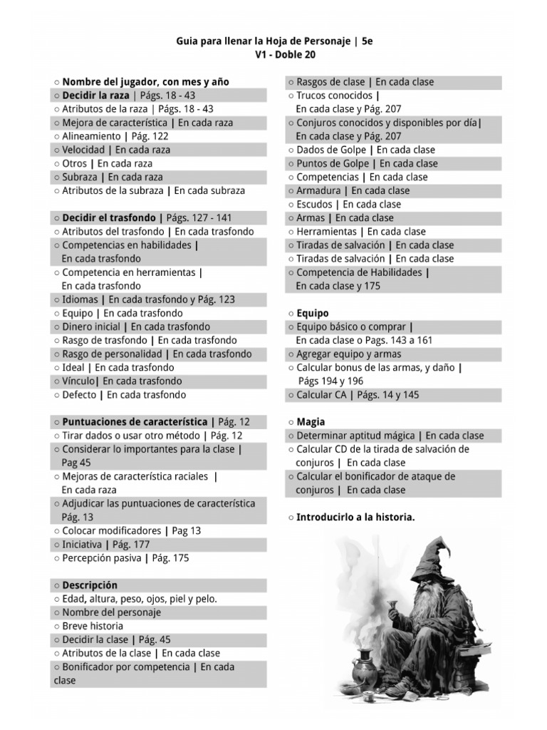 Guia para Llenar La Hoja de Personaje | PDF