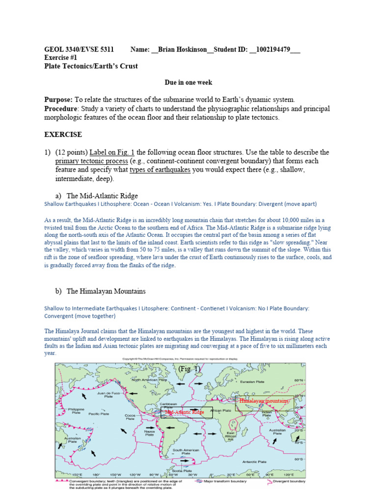 Plate Tectonics Study Guide | PDF | Plate Tectonics | Volcano