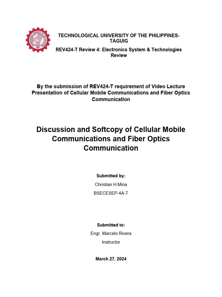 MINA Christian H Cellular Mobile Communications and Fiber Optics Communication 2 | PDF ...