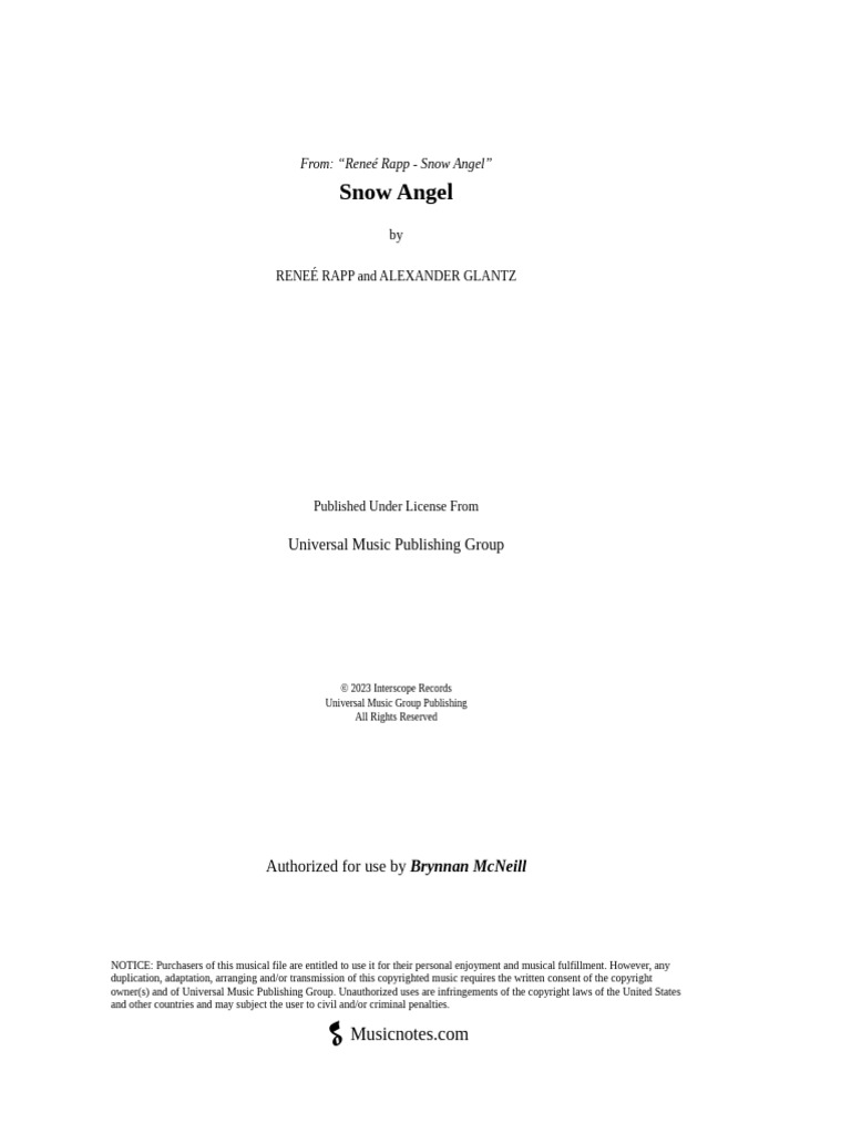 Snow Angel Sheet Music | Download Free PDF | Civil Law (Common Law ...
