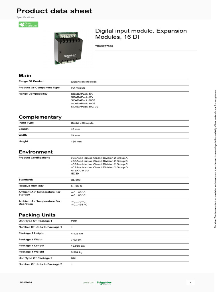 Schneider Electric SCADAPack-47x TBUX297378 | PDF | Natural Environment ...