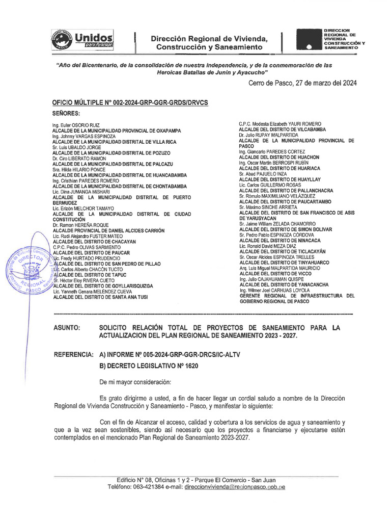 Oficio Multiple #002-2024 | PDF