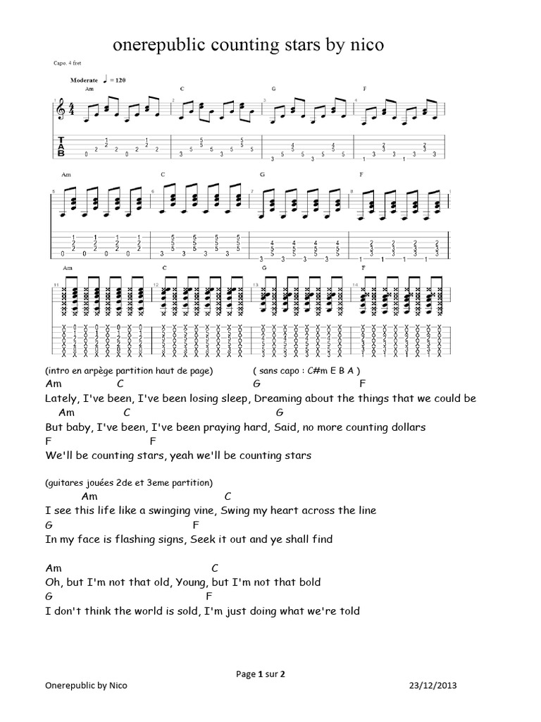 Onerepublic Counting Stars | PDF