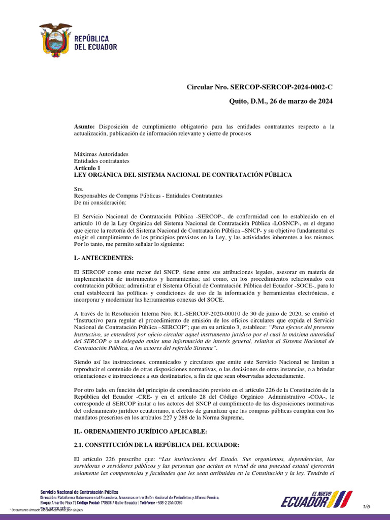 Sercop Sercop 2024 0002 C | PDF | Constitución | Ecuador