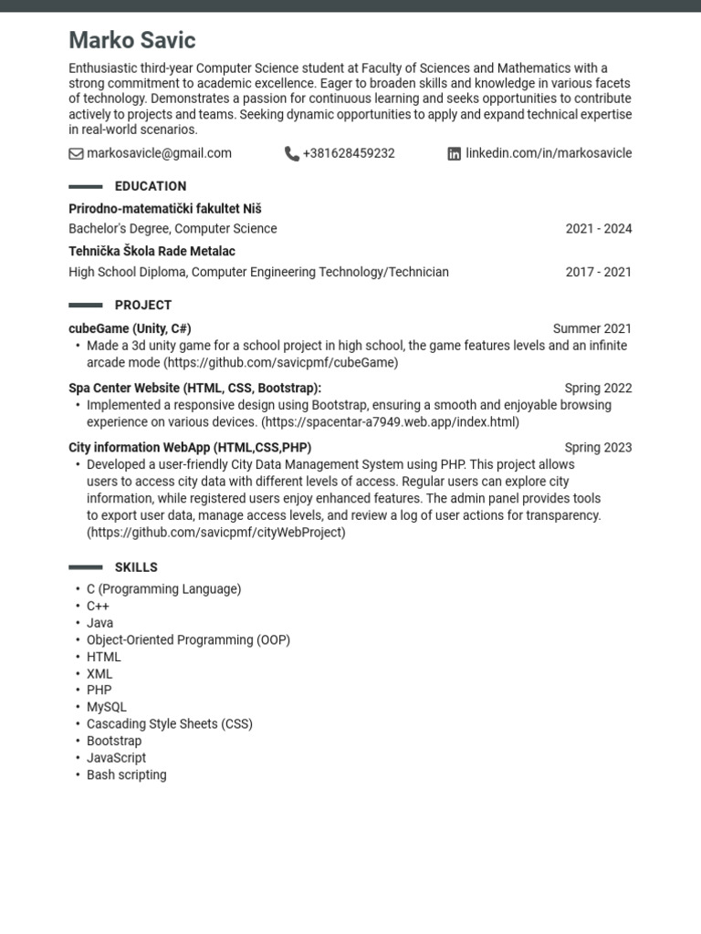 Marko Savic - Resume | PDF