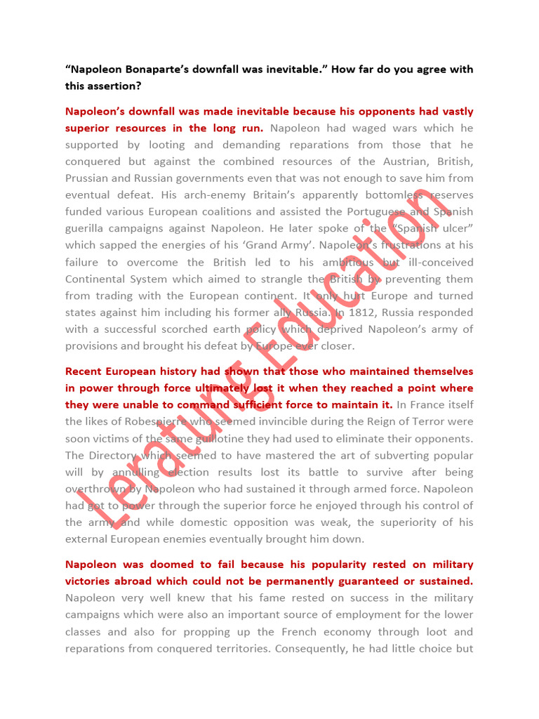 Inevitable Downfall of Napoleon Bonaparte | PDF | Napoleon | First ...