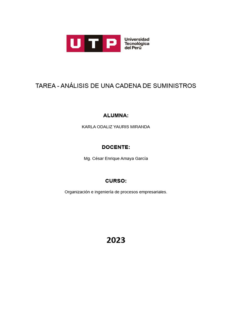 TAREA Cadena de Suministros | PDF