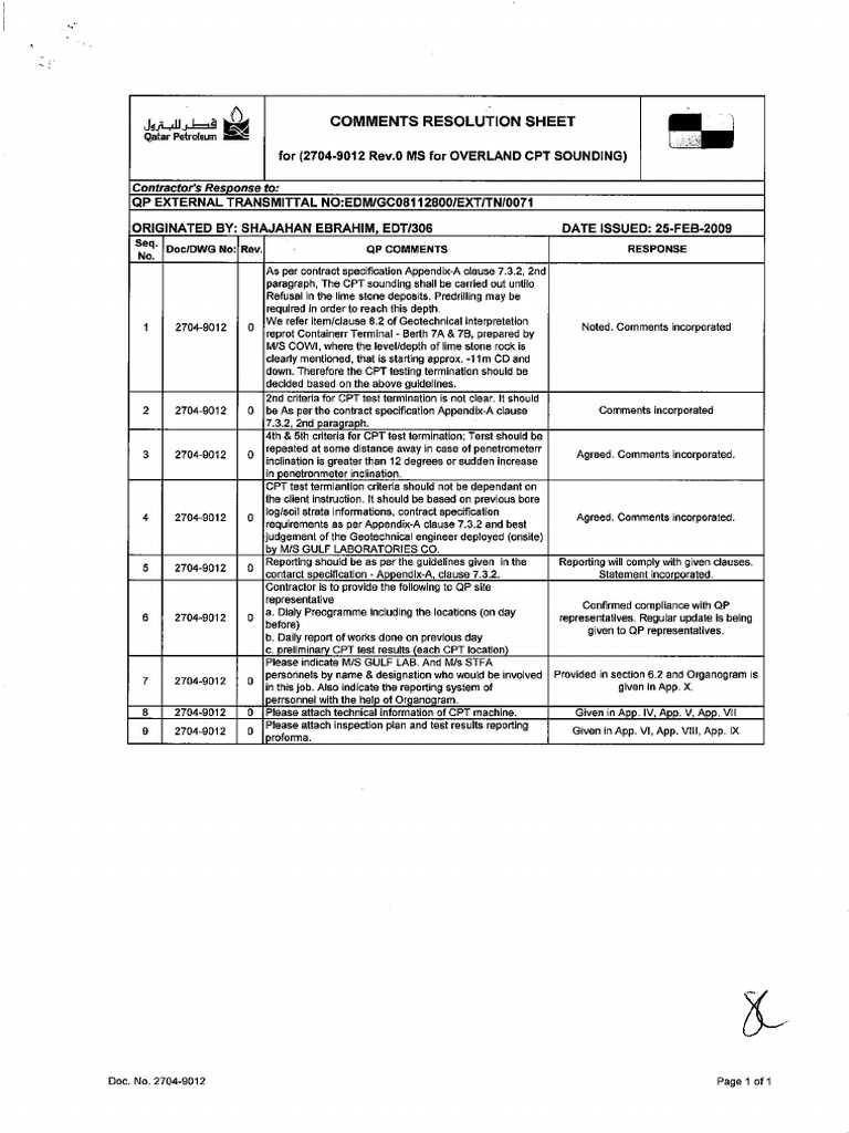 2704-9012 Rev. 1 METHOD STATEMENT FOR OVERLAND CPT SOUNDING | PDF